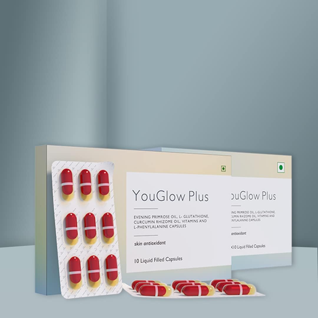 Aveil Youglow Plus L-Glutathione & Vitamin C Capsules (30 Count)- 80 g ...