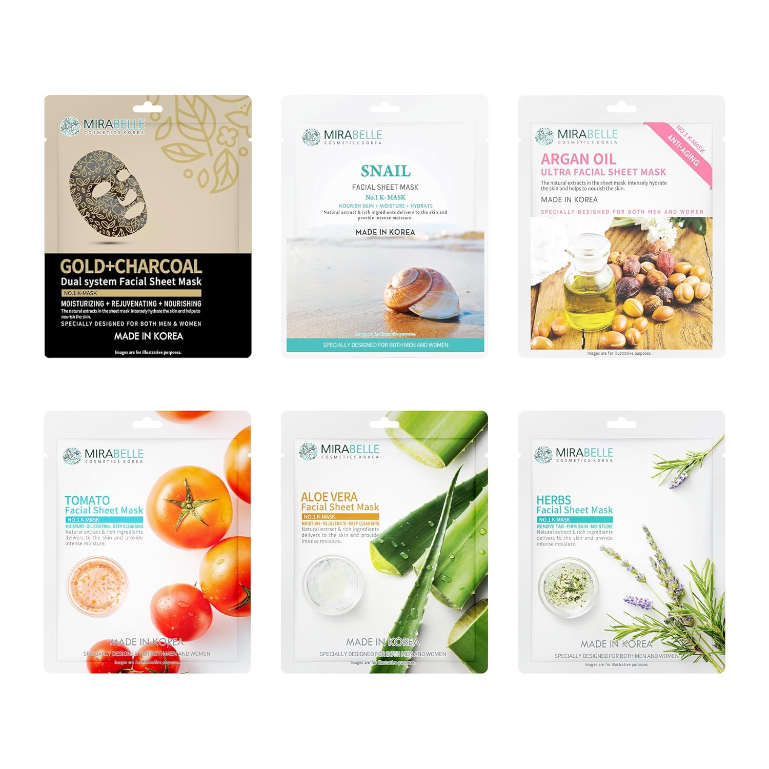 Mirabelle Cosmetics Korea Acne Prone Skin EX Facial sheet Mask Combo ...