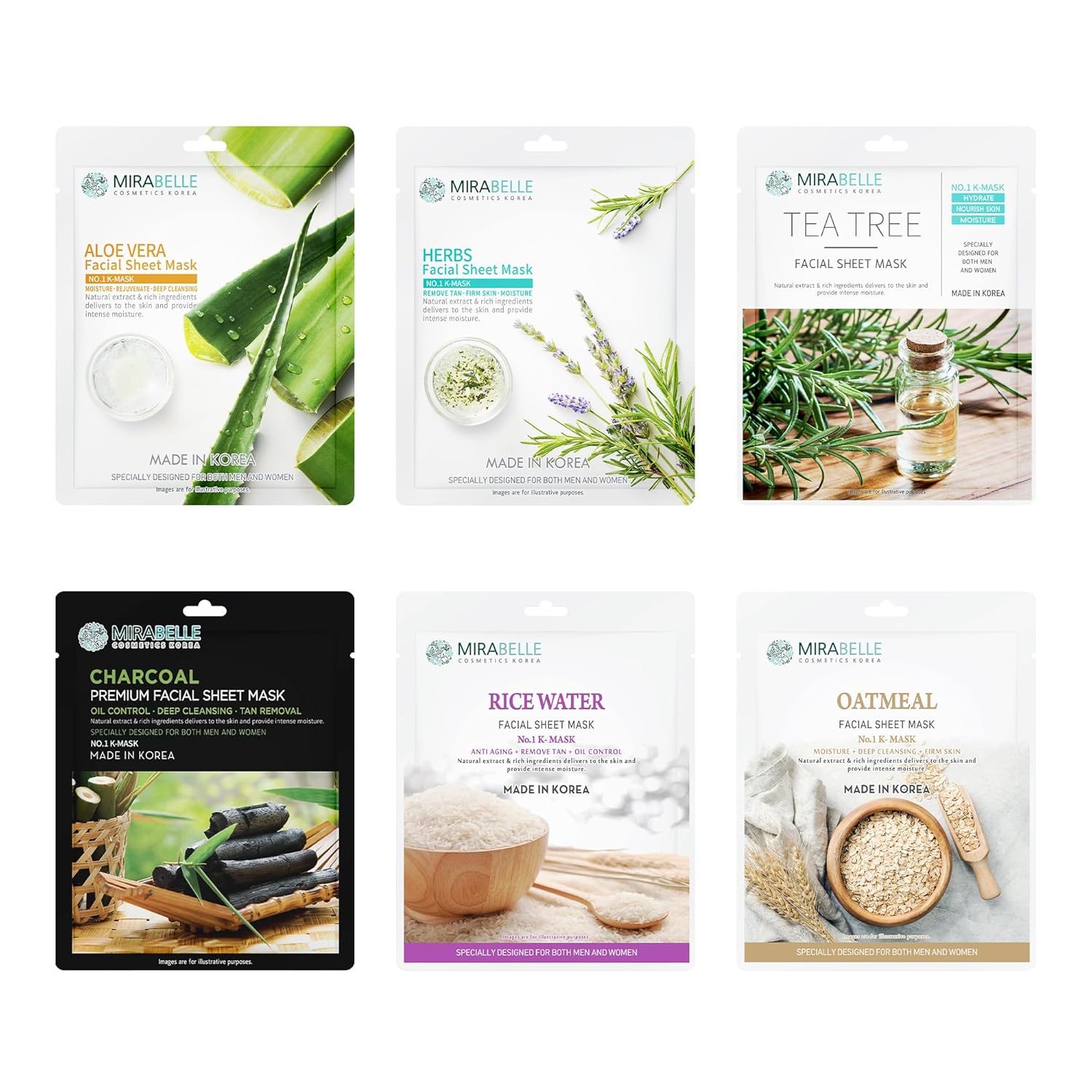 Mirabelle cosmetics korea Combination Skin Facial Sheet Mask Combo ...