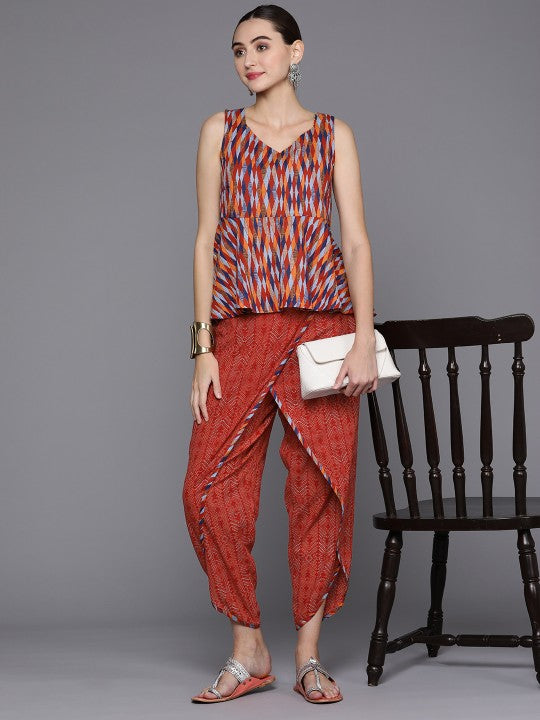 Fabindia FabBasic Women Ethnic Motifs Printed Pure Cotton Top with Dho ...