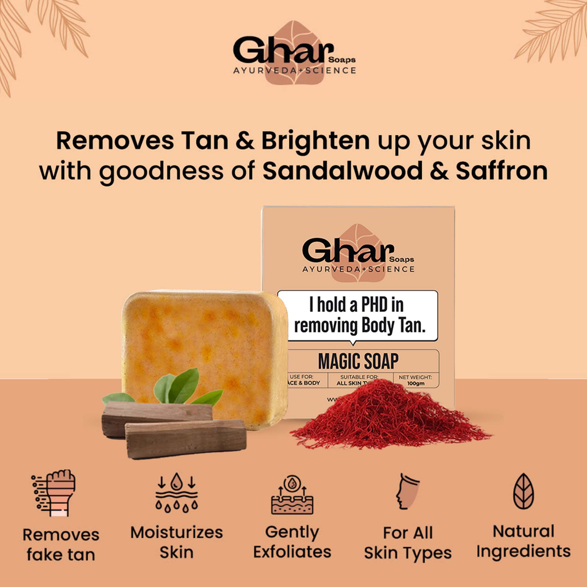 Ghar Soaps Magic Soap (Sandal Wood and Saffron Soap) - 100 gms – Veeha ...