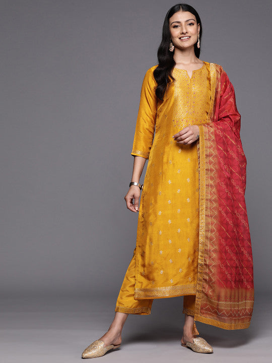 Libas Floral Embroidered Kurta with Trousers & With Dupatta – Veeha Beauty