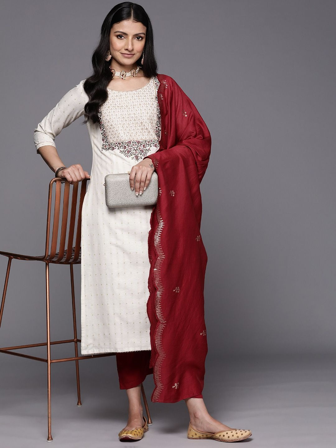 Libas Floral Embroidered Kurta with Trousers & With Dupatta – Veeha Beauty