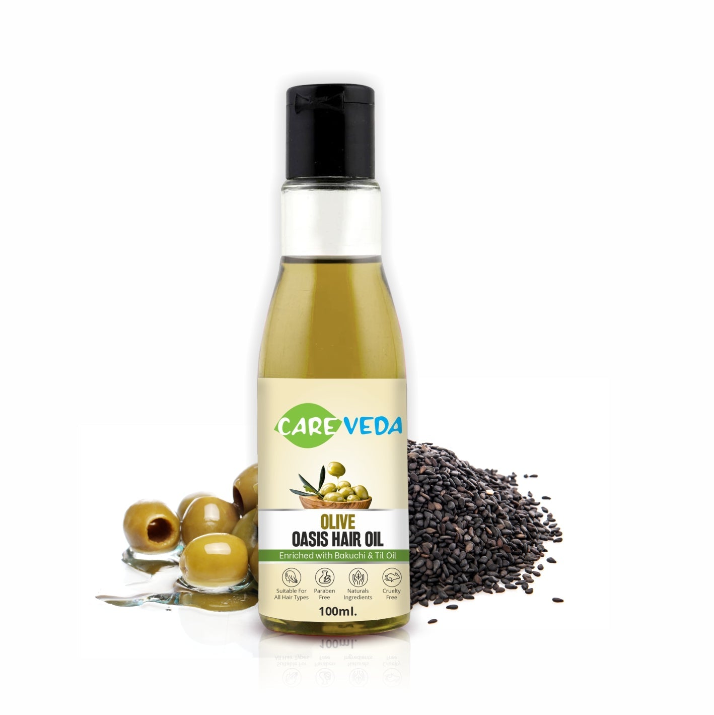 Globus Naturals CareVeda Olive Oasis Hair Oil, Enriched with Bakuchi a ...