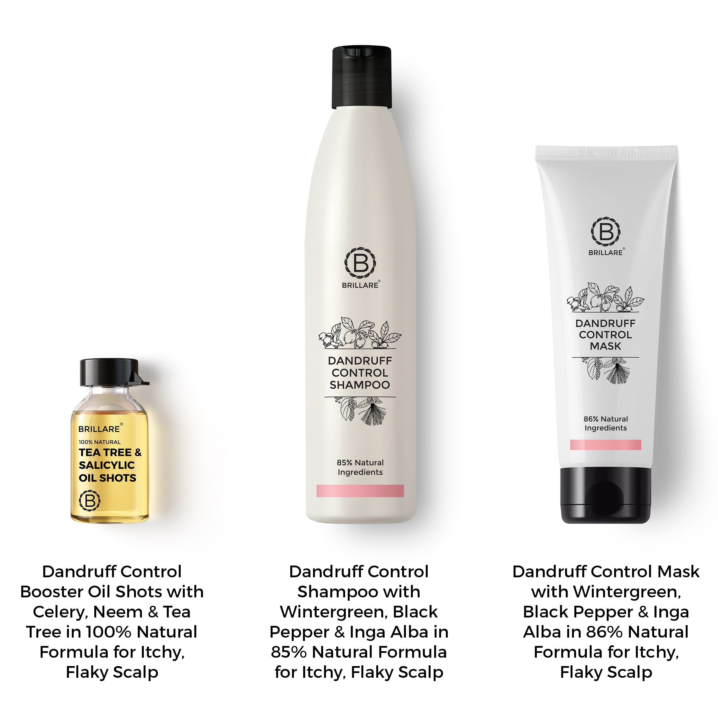 Brillare Dandruff Control Shampoo, Conditioner & Oil Shots Combo ...