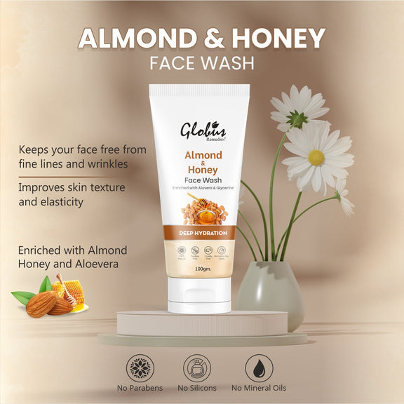 Globus Naturals Almond & Honey Gentle Face wash - 100 ml – Veeha Beauty