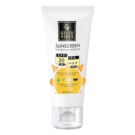Good Vibes Wide Spectrum Protection Sunscreen With SPF 30 - 50 gms ...