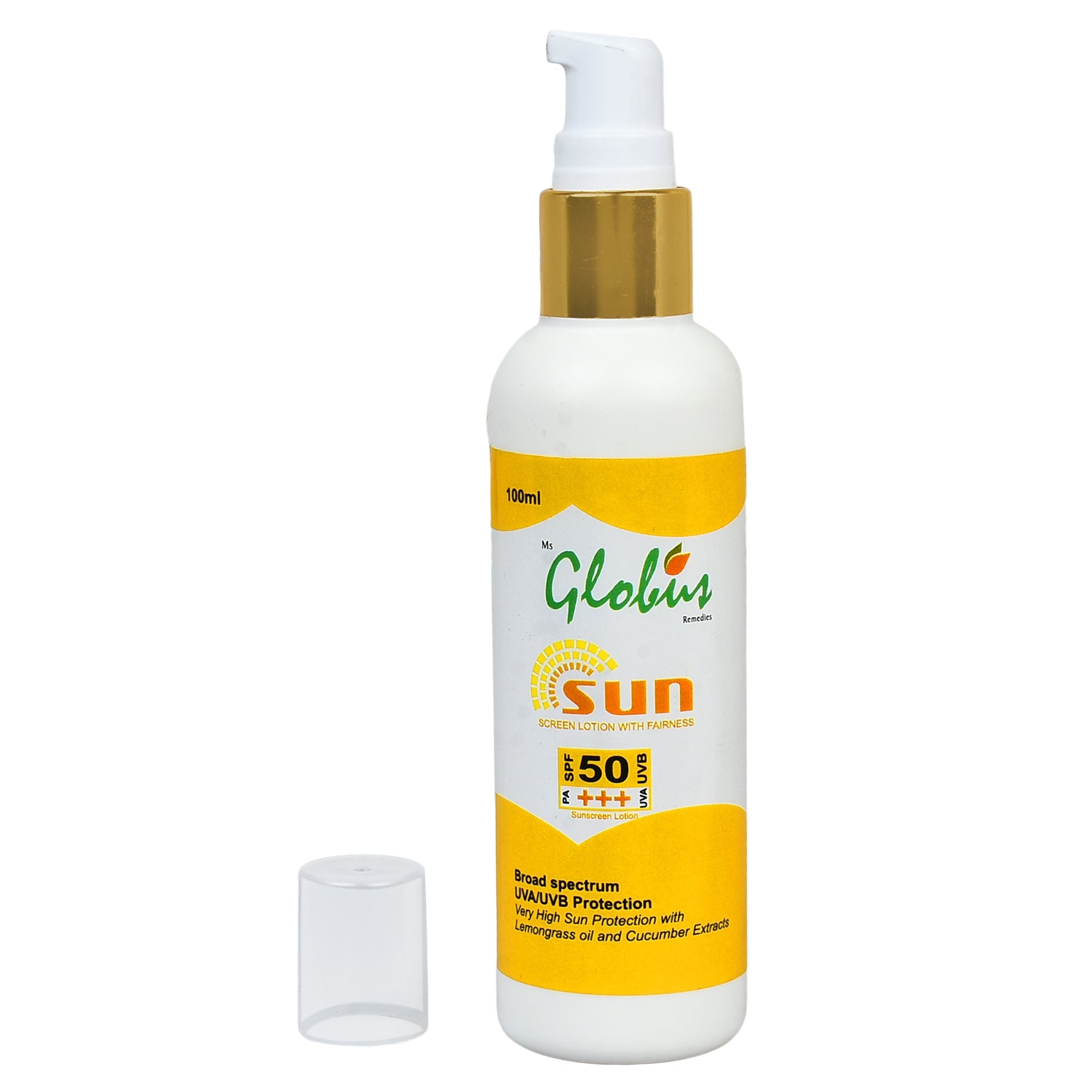 Globus Naturals Sun Screen Lotion with Lemongrass oil & UVB Protection ...