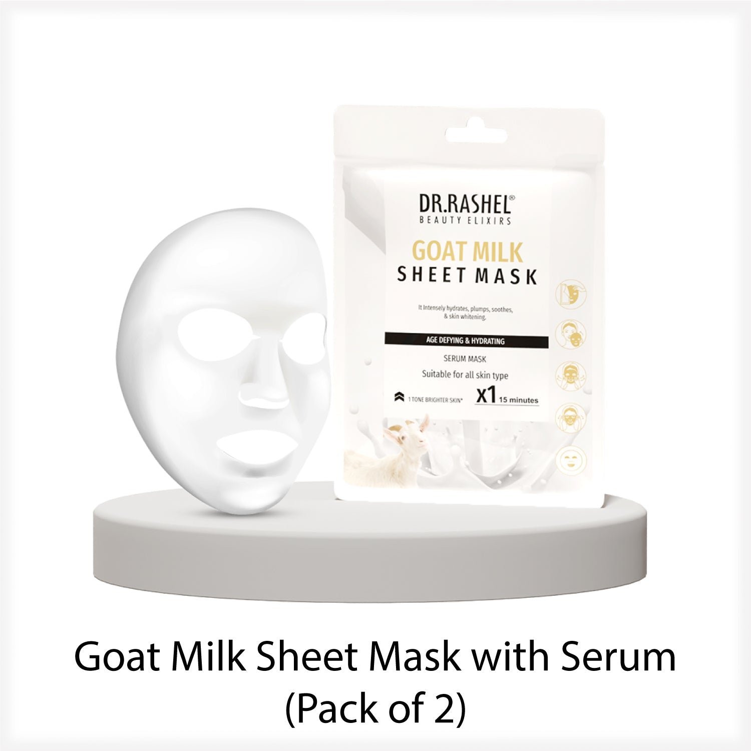 Dr.rashel Goat Milk Sheet Mask with Serum (pack of 2) – Veeha Beauty
