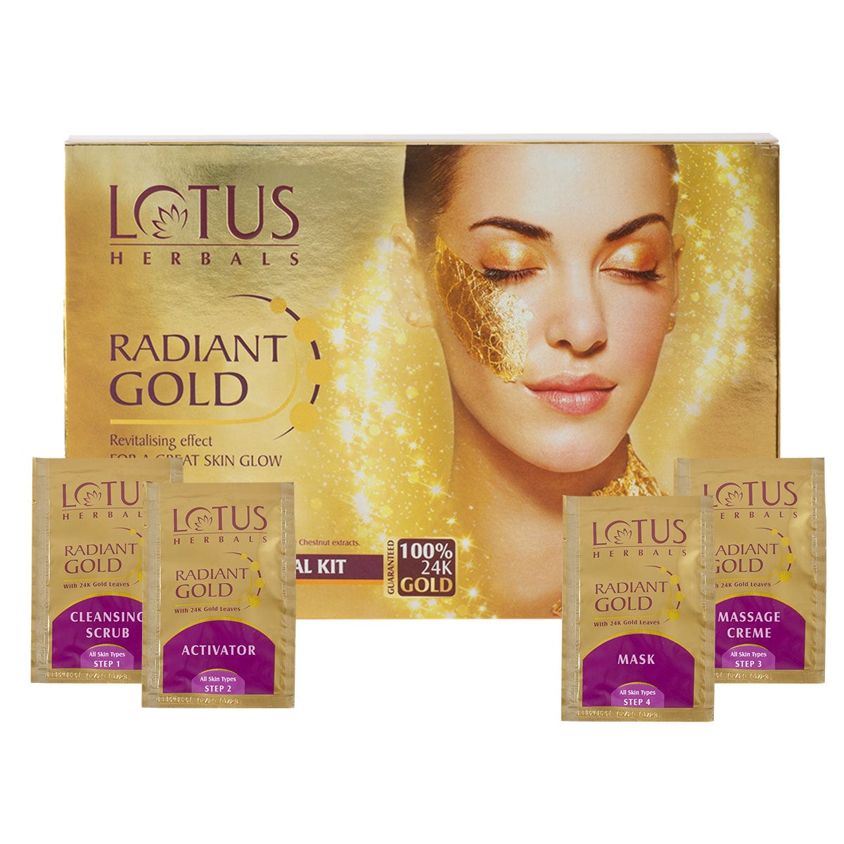 Lotus Herbals Radiant Gold Cellular Glow Salon Grade Single Facial Kit ...