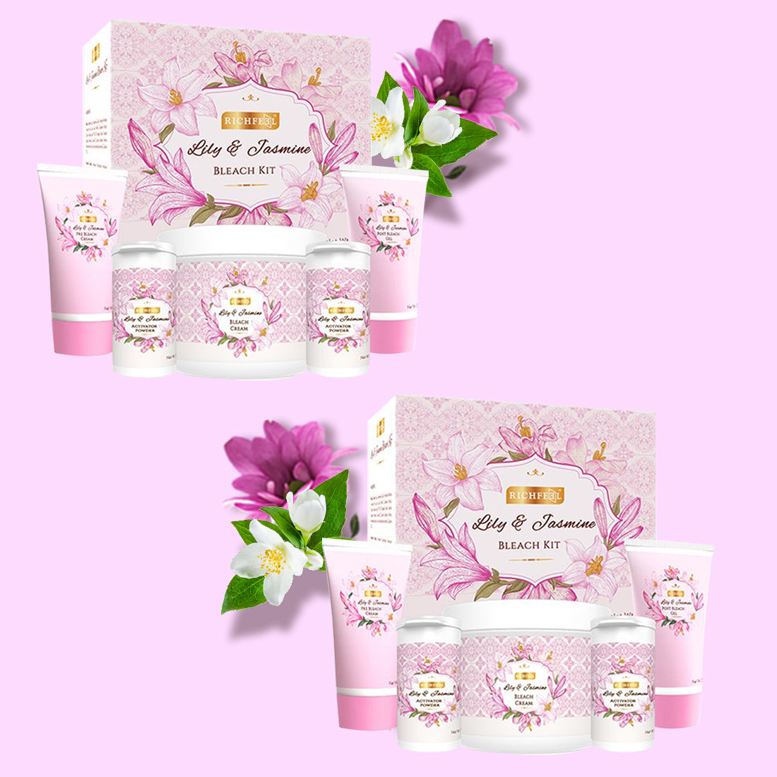 Richfeel Naturals Lily & Jasmine Bleach Kit - 320g (Pack of 2) – Veeha ...